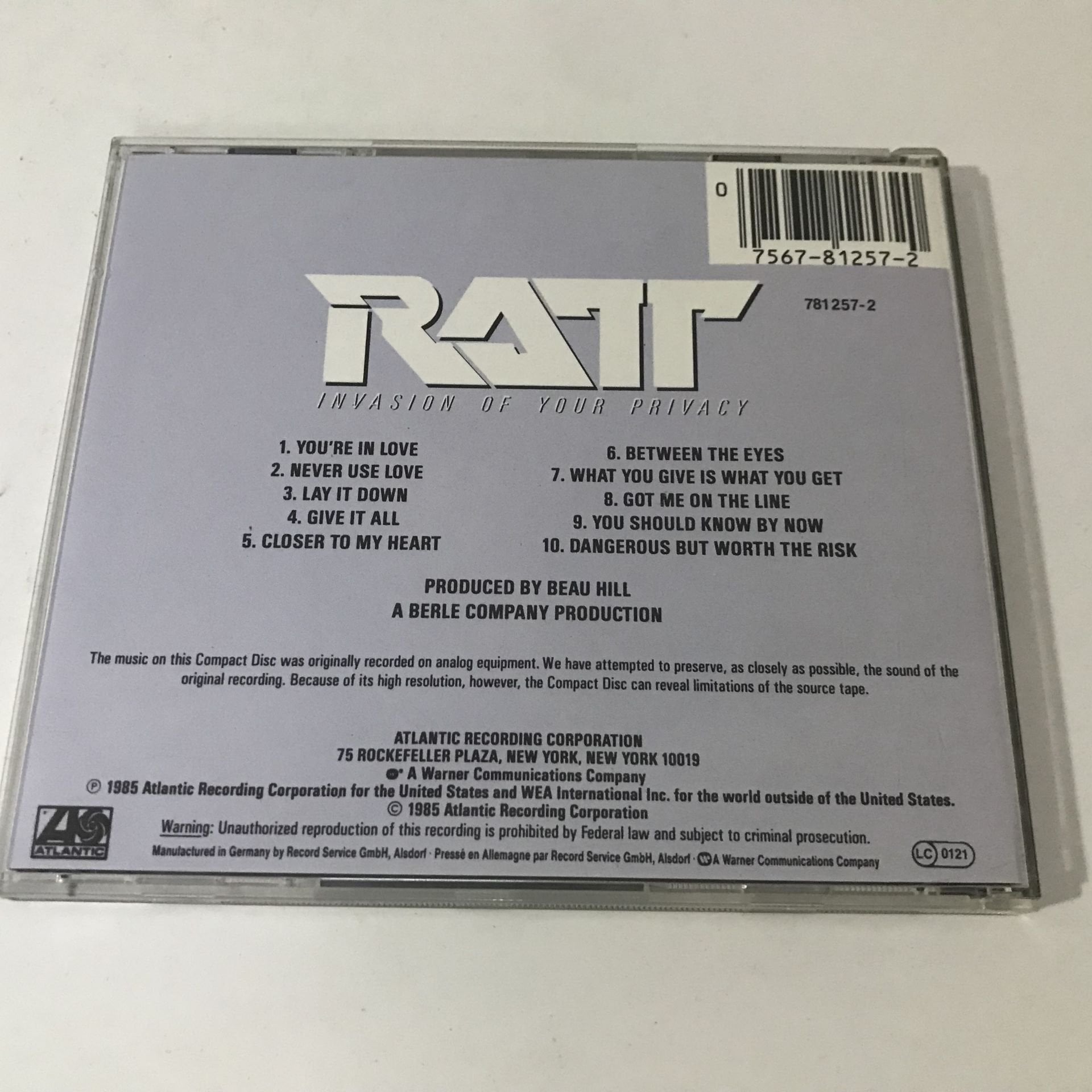 Ratt – Invasion Of Your Privacy Plak, CD, DVD Satın Al