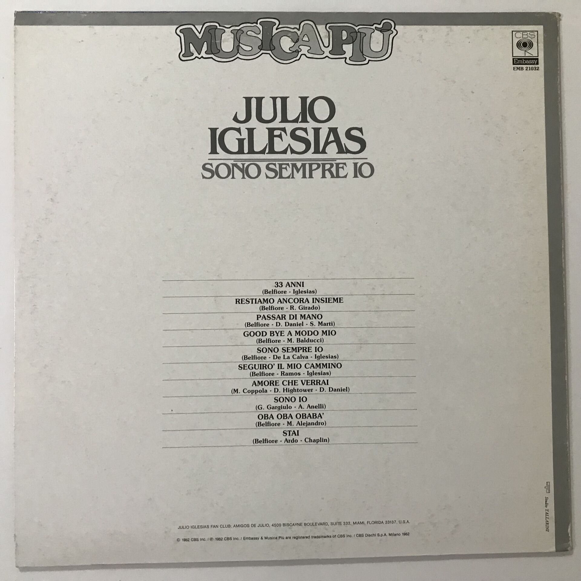Julio Iglesias – Sono Sempre Io Plak, CD, DVD Satın Al