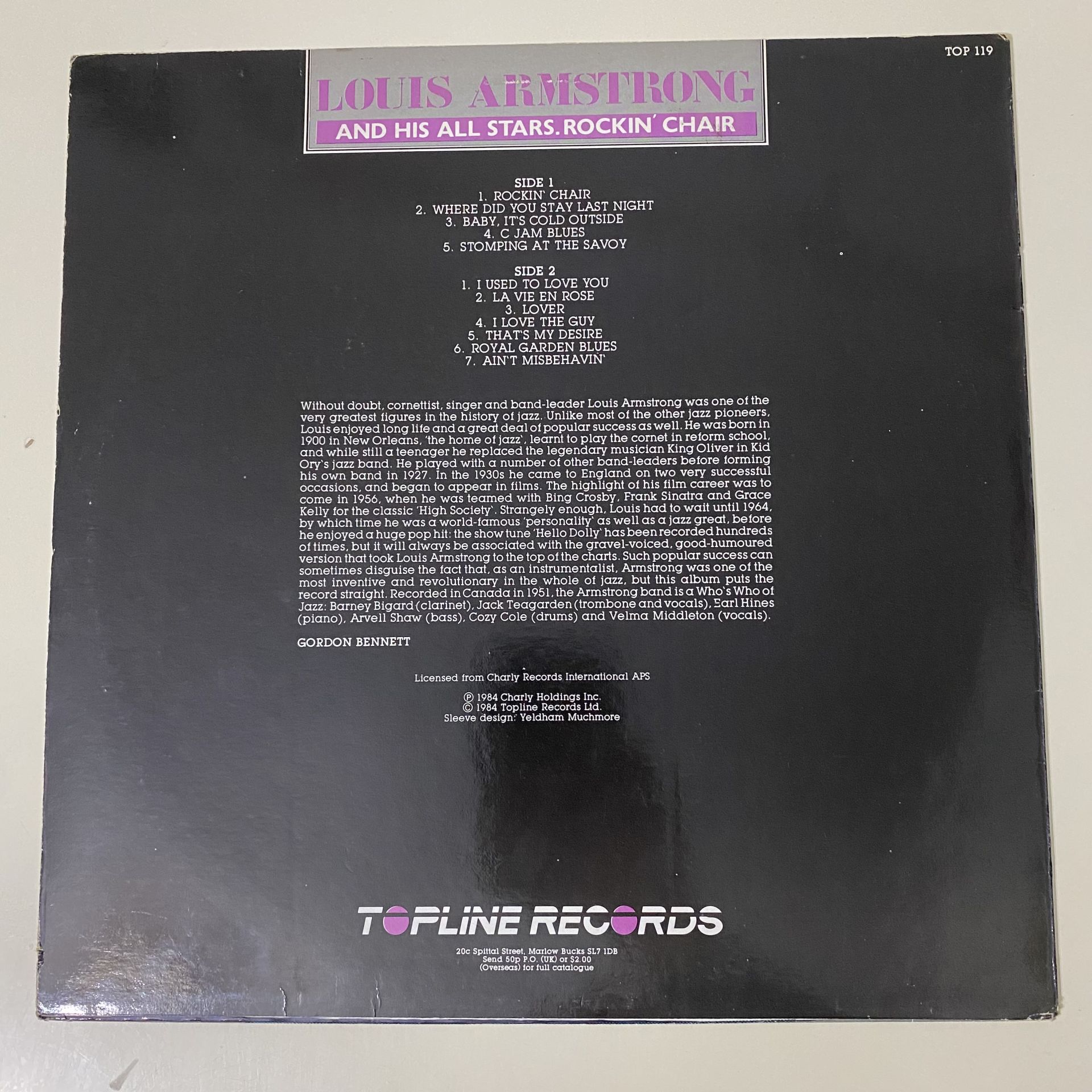 Louis Armstrong – Louis Armstrong And His All Stars. Rockin' Chair Plak ...