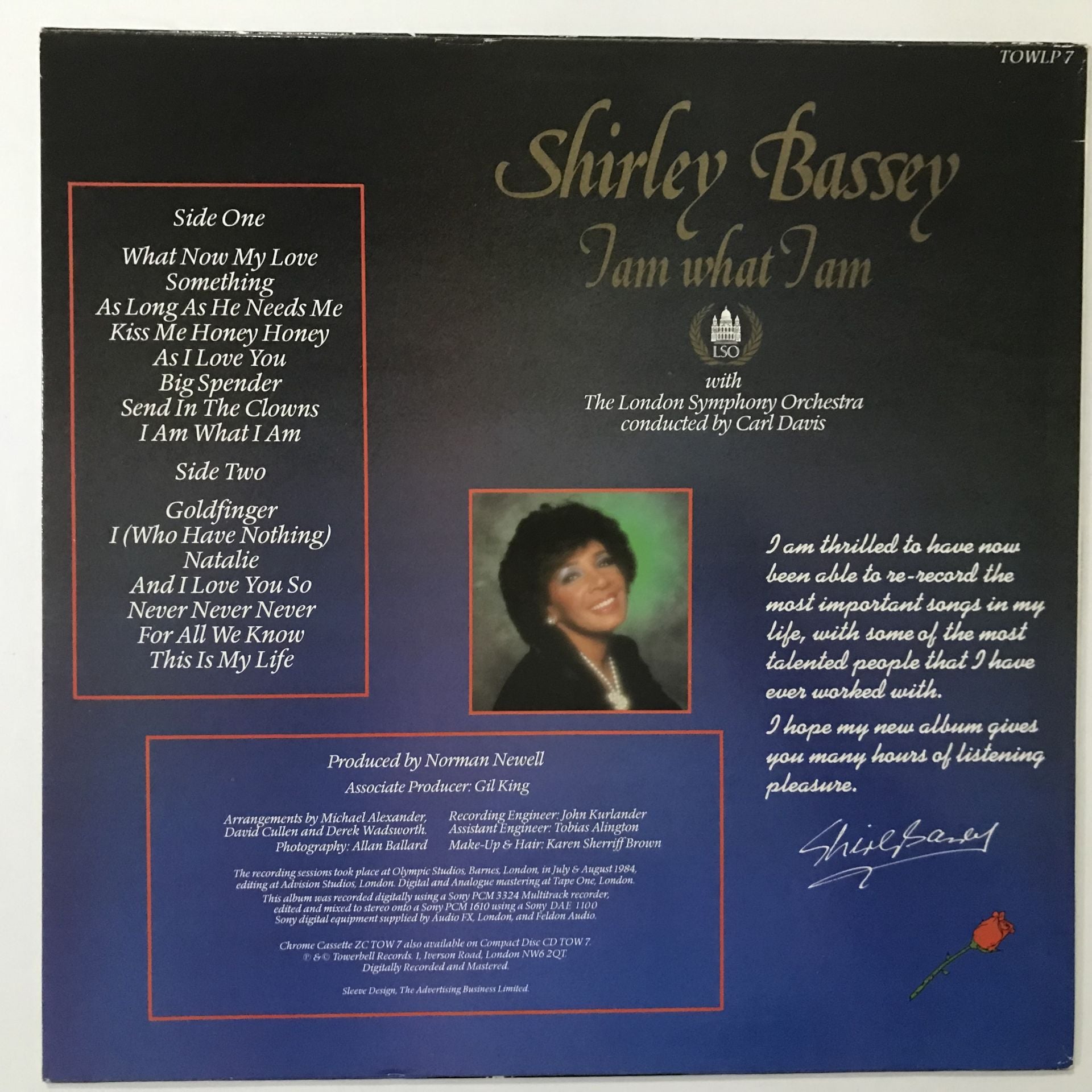 Shirley Bassey With The London Symphony Orchestra ‎– I Am What I Am ...