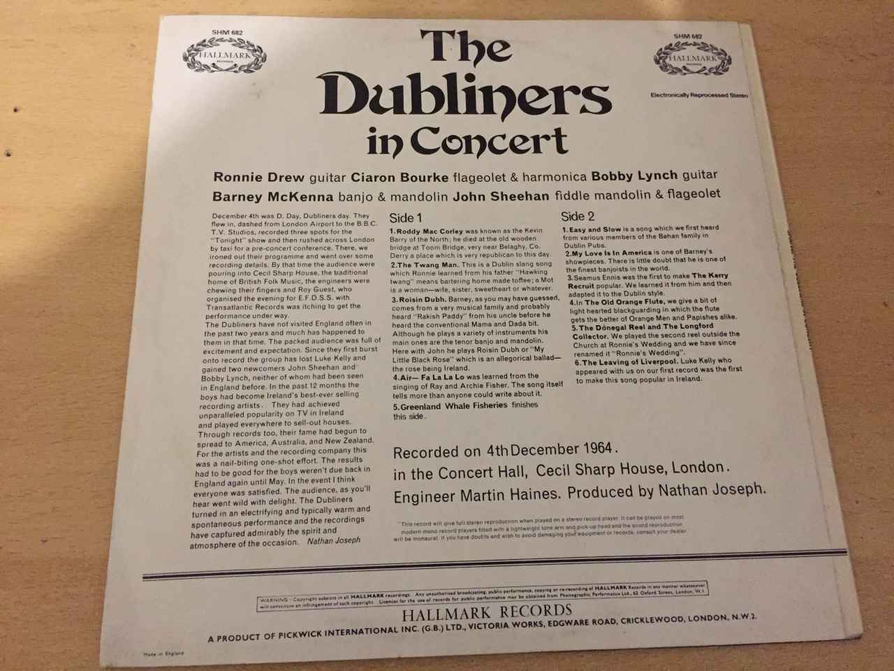 The Dubliners ‎– In Concert Plak, CD, DVD Satın Al