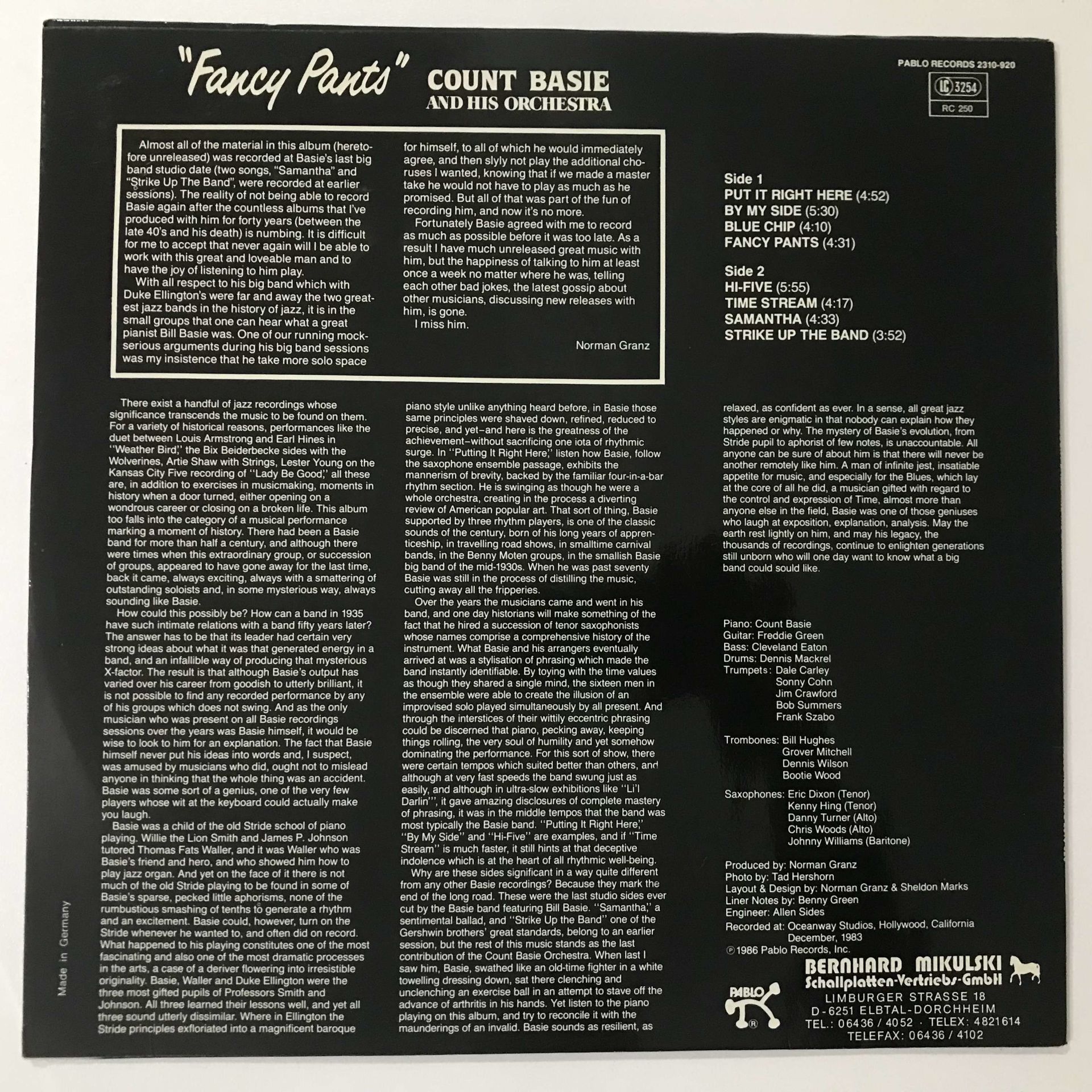 Count Basie Orchestra – ''Fancy Pants'' Plak, CD, DVD Satın Al